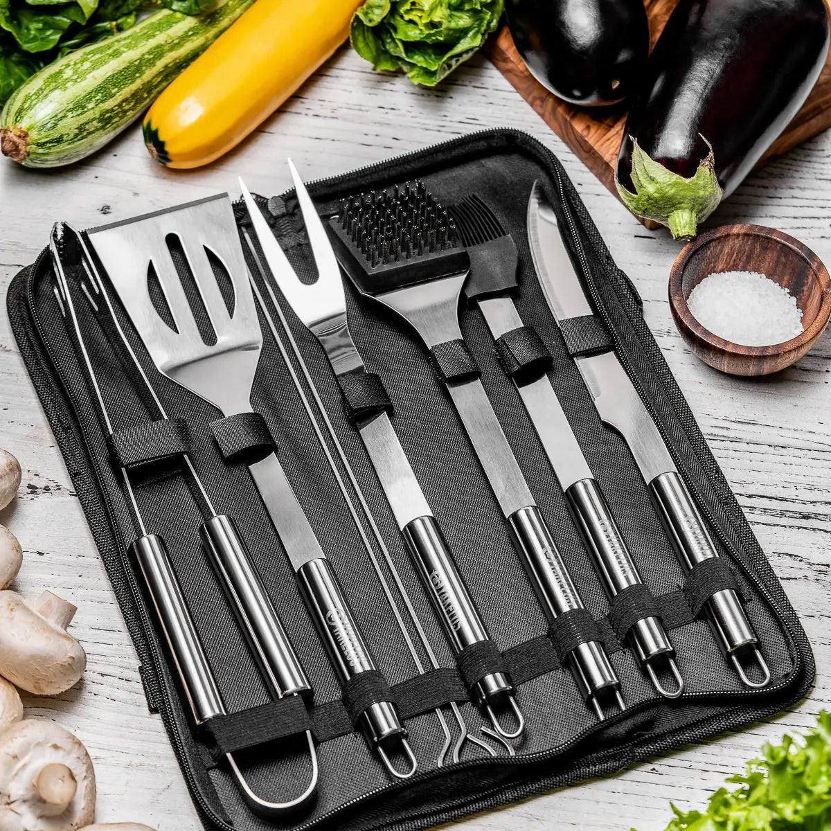 Yakelos BBQ Set 8-Piece (Stainless Steel) | Complete Barbecue Set